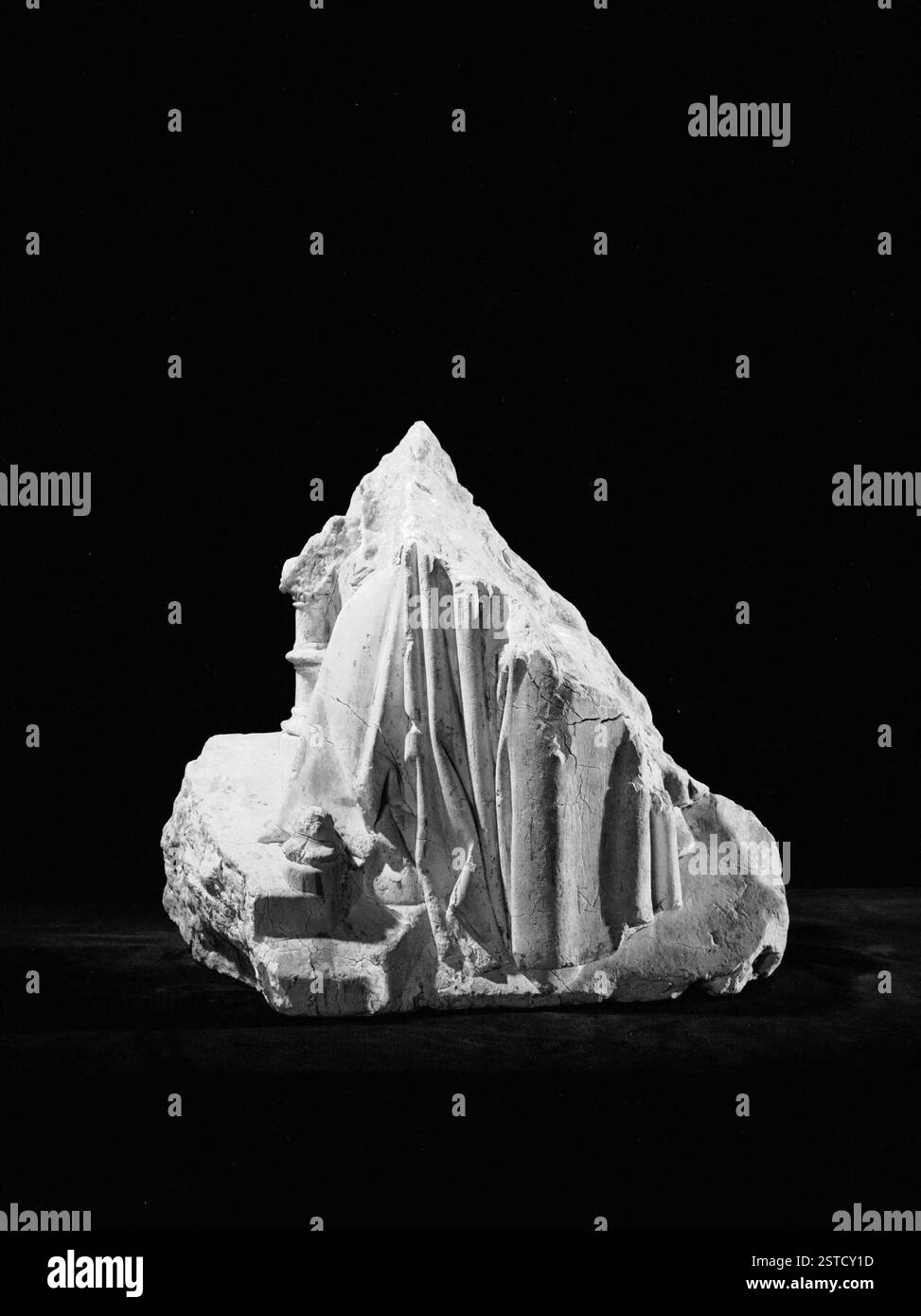 A religious scene depicting the Virgin Mary standing before a column ...