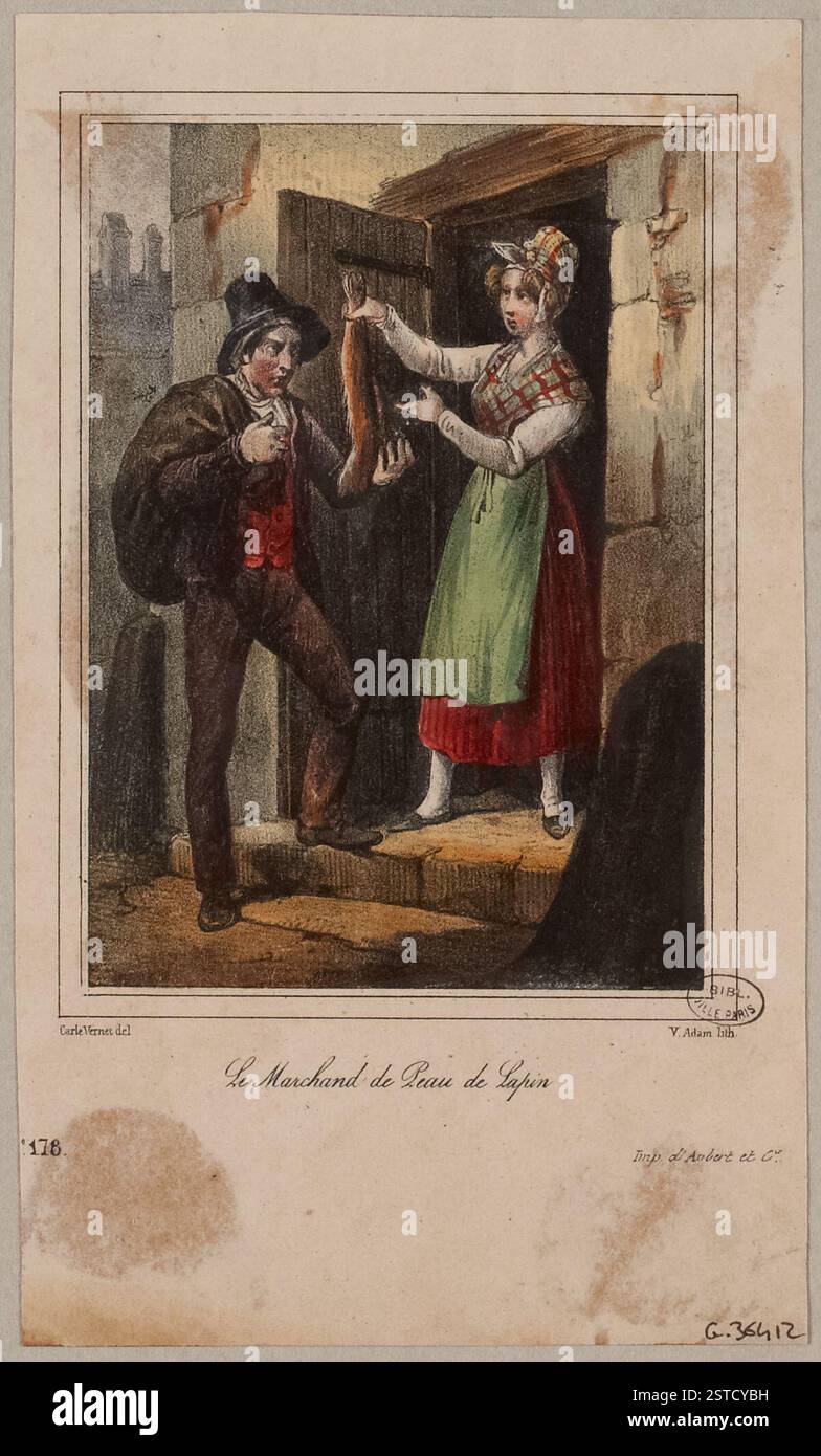 A rabbit skin merchant stands on the threshold of a woman's door ...