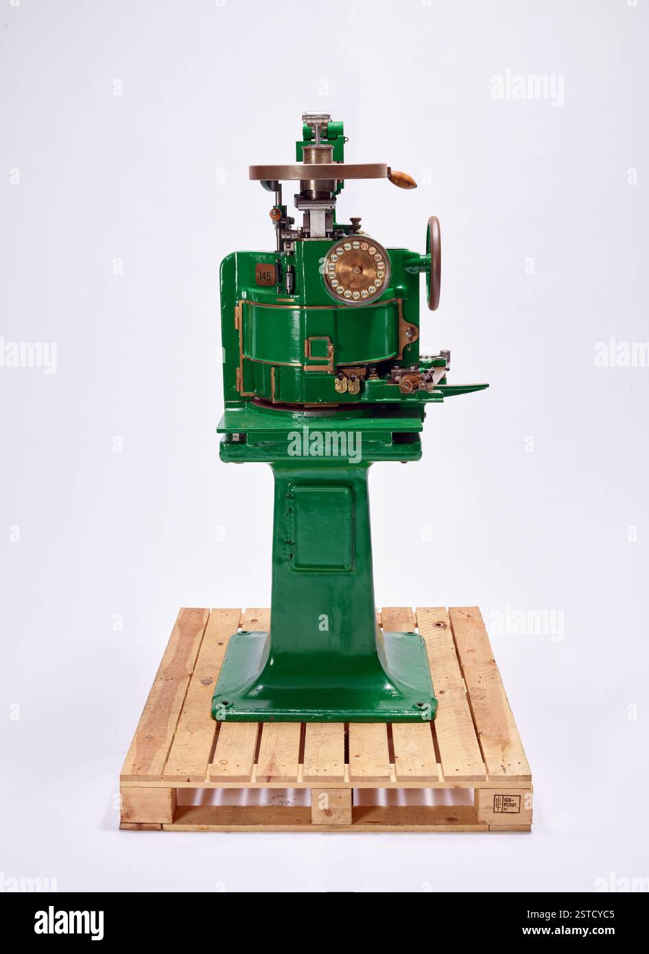 A 1920 fly press, manufactured by Grover and Co, used to imprint ...