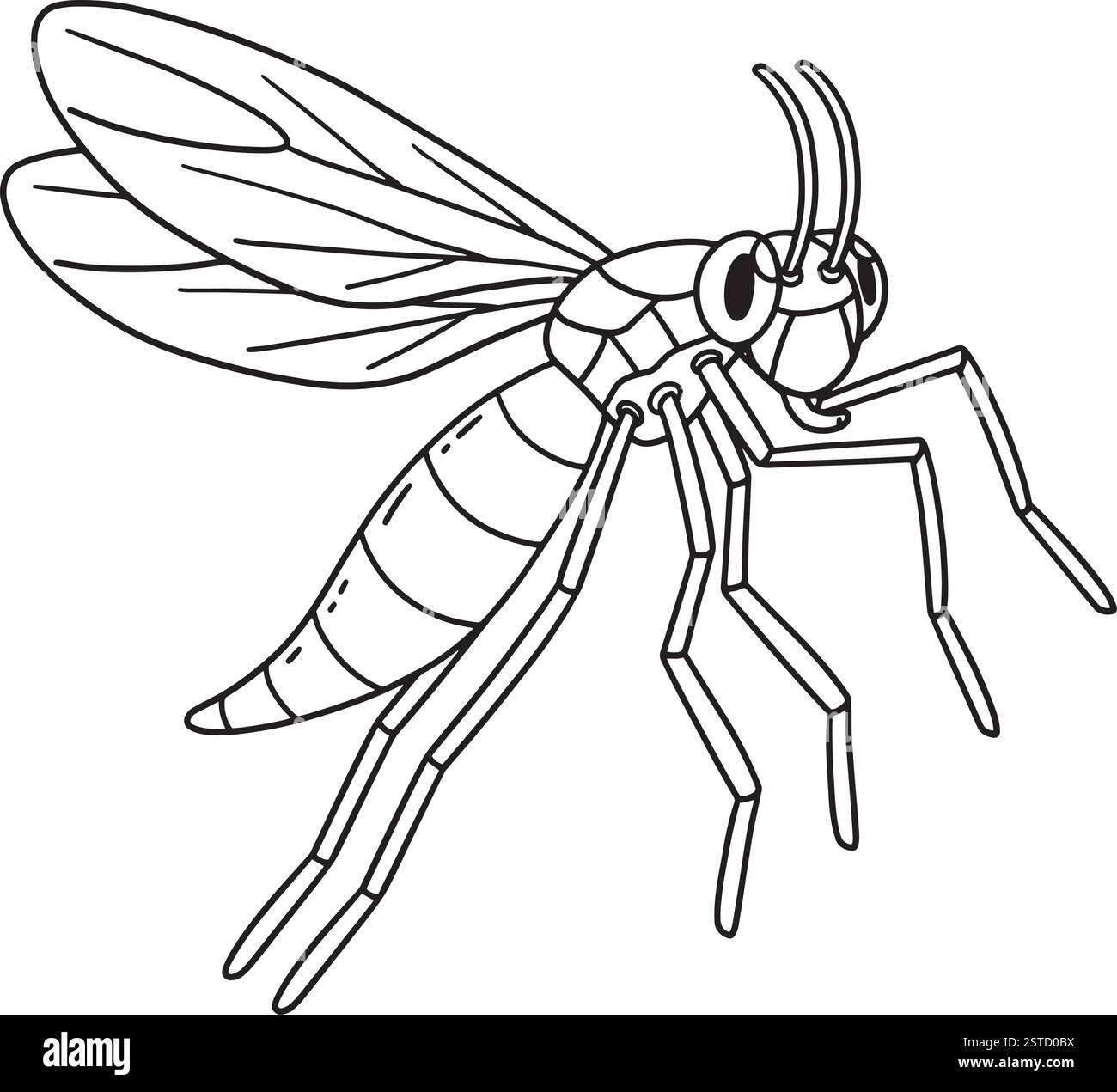 Insect Gnat Animal Isolated Coloring Page for Kids Stock Vector Image ...