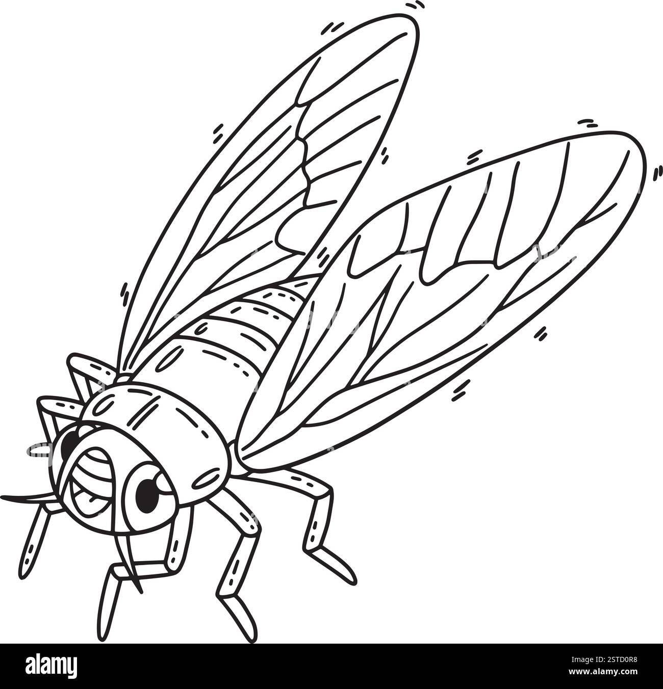 Insect Cicada Animal Isolated Coloring Page Stock Vector Image & Art ...