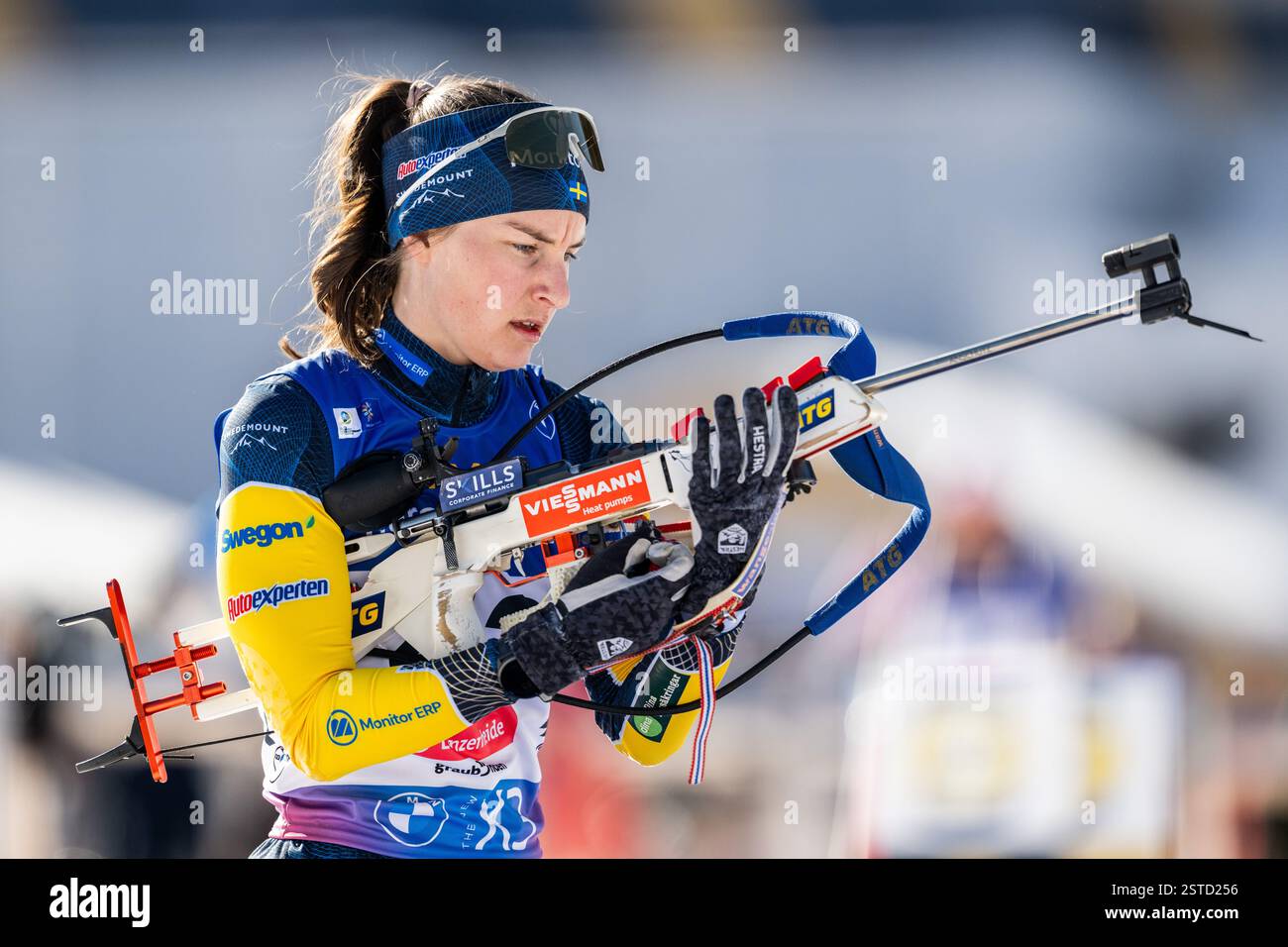 Ella Halvarsson of, Sweden. , . during zeroing ahead of women's 15 km ...