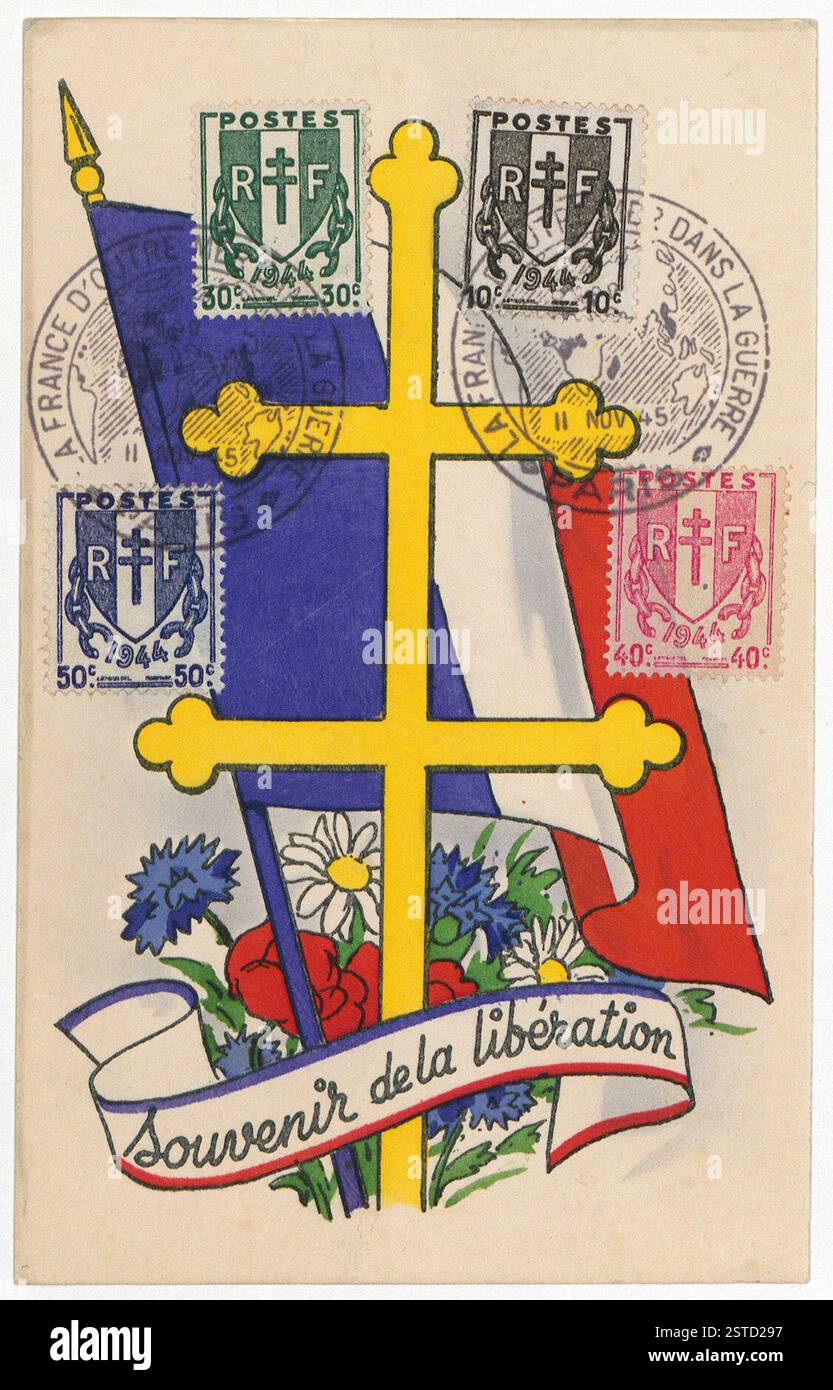 French flag with Lorraine Cross, representing French heritage and the ...