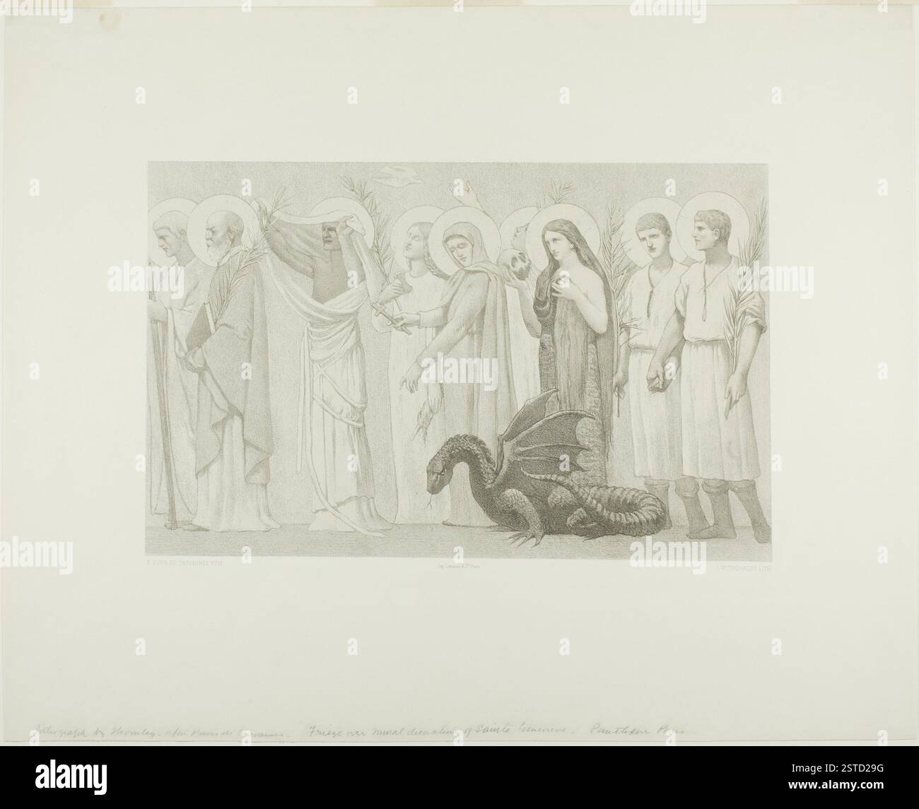 A lithograph from 1883-1893 depicting the pastoral life of Saint ...