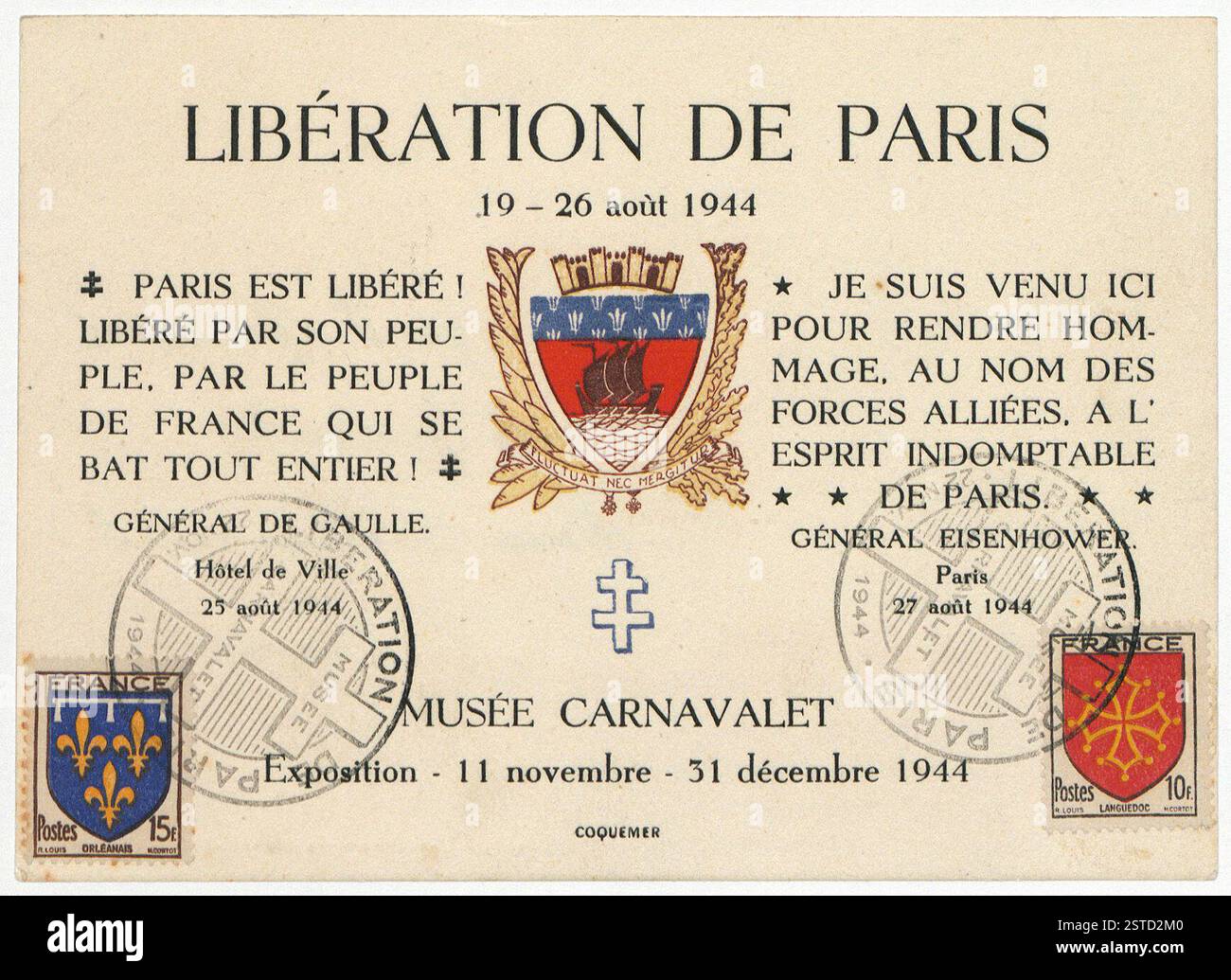 Emblem of Paris featuring the cross of Lorraine, symbolizing the city's ...