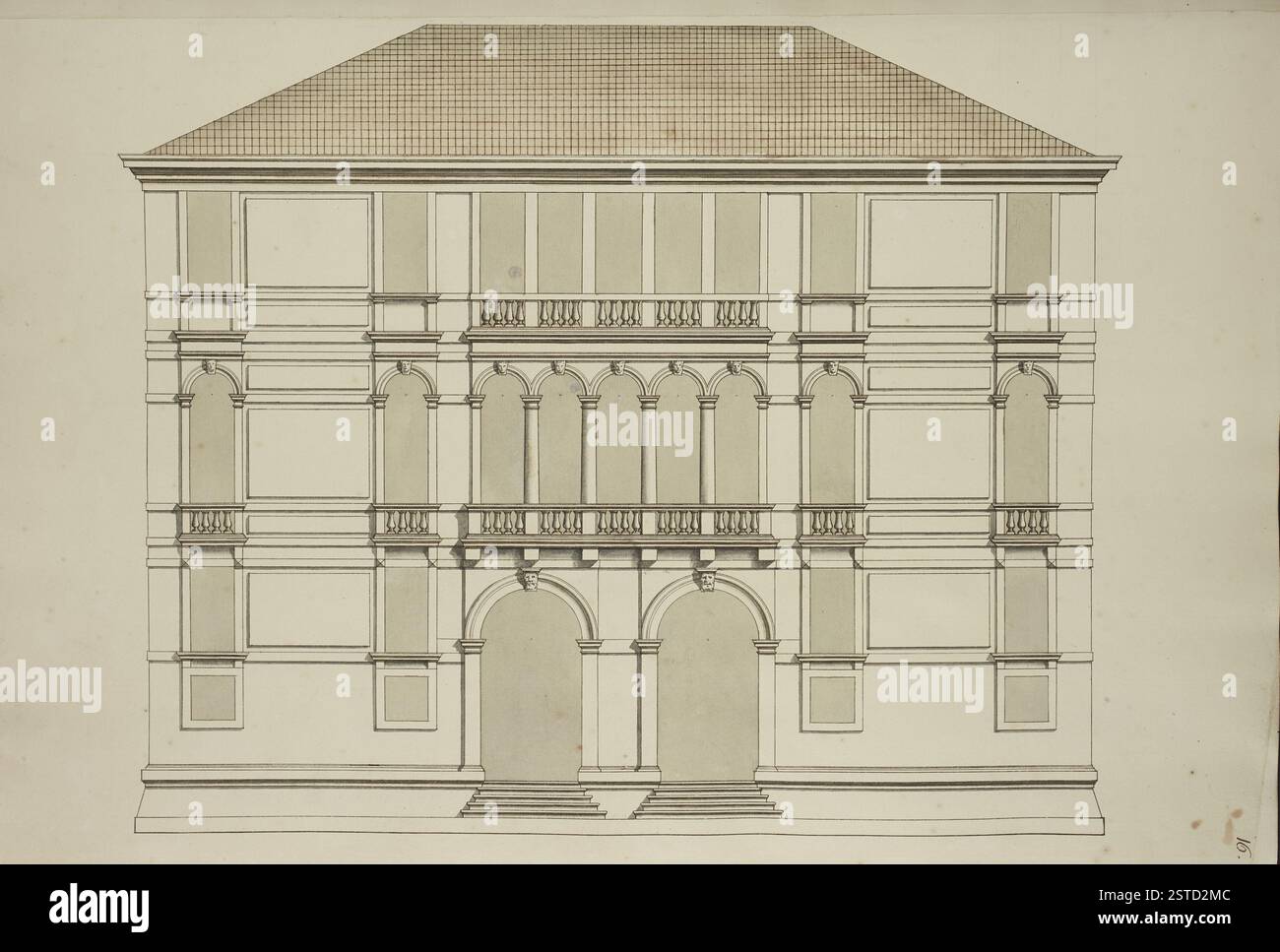 A detailed 18th-century engraving depicting the city of Venice ...