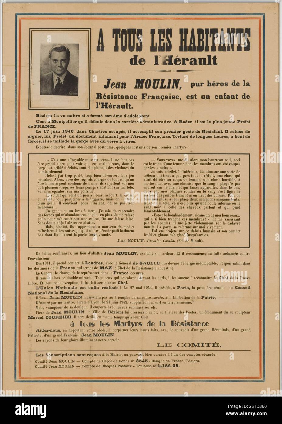 This image features a tricolor border with printed text and a ...