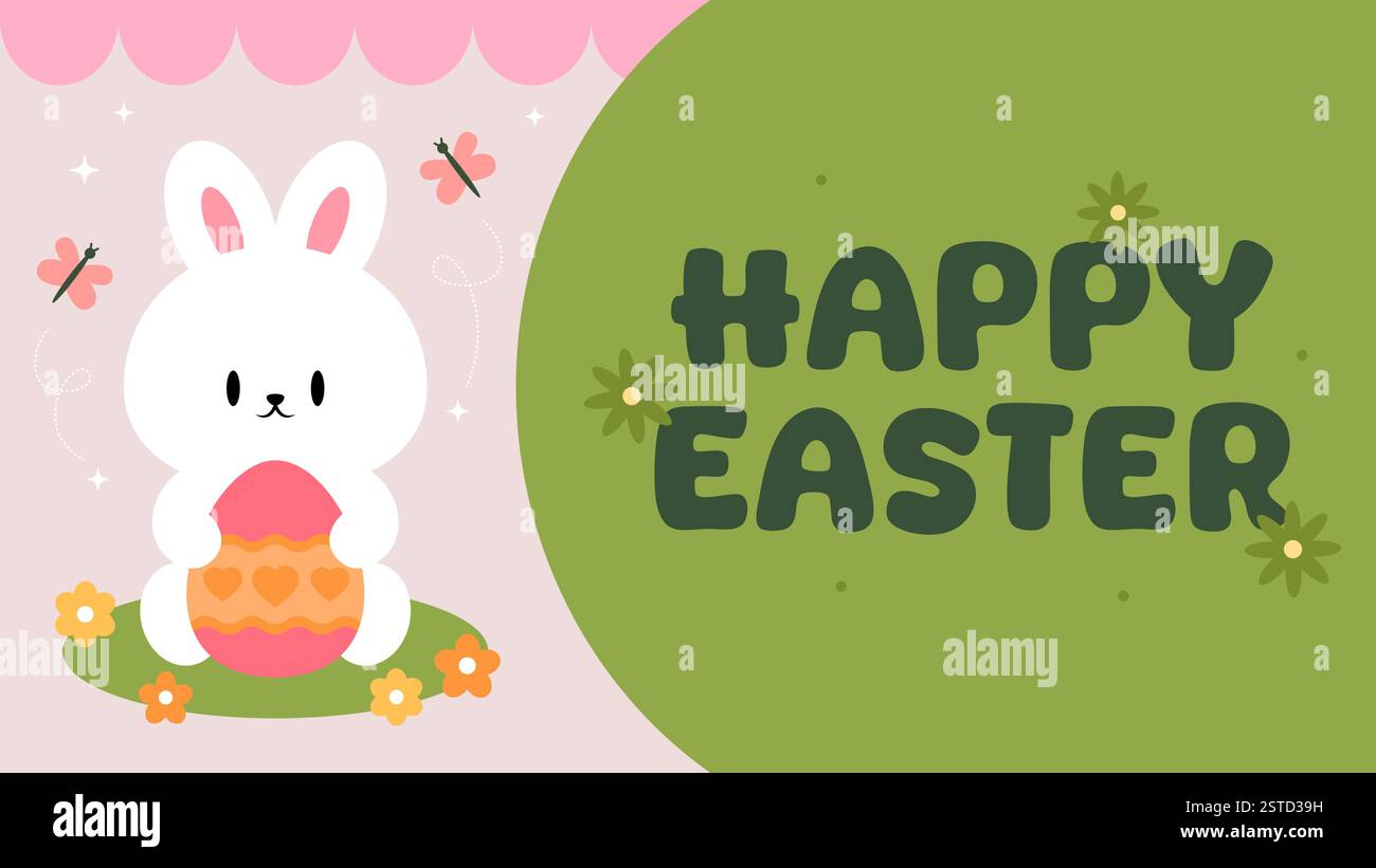 Happy Easter Egg Hunting Poster Horizontal Banner Stock Vector Image ...