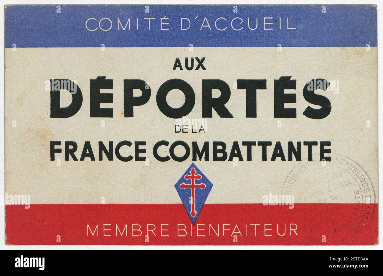 The tricolor banner, a symbol of France, is adorned with the Lorraine ...