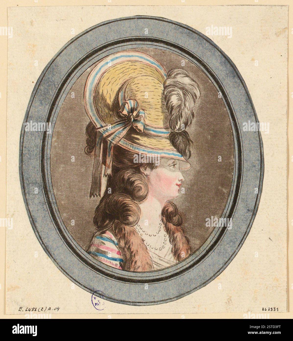 A profile bust of a young woman, featuring the Louis XVI hairstyle with ...