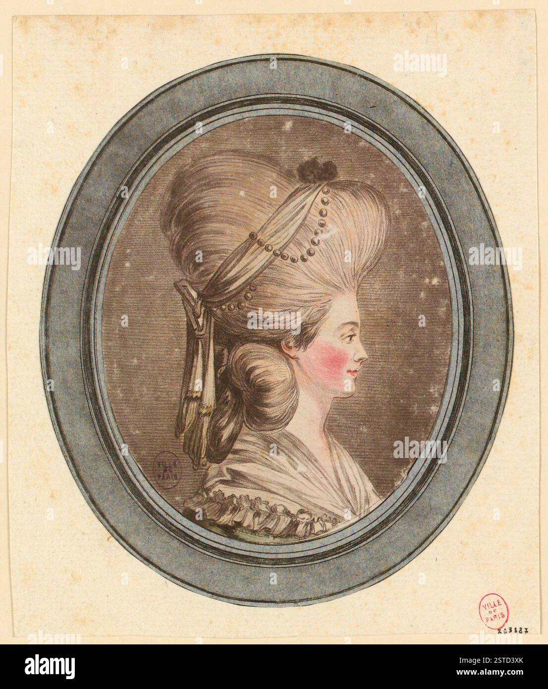 A profile bust of a young woman with the Louis XVI hairstyle, featuring ...
