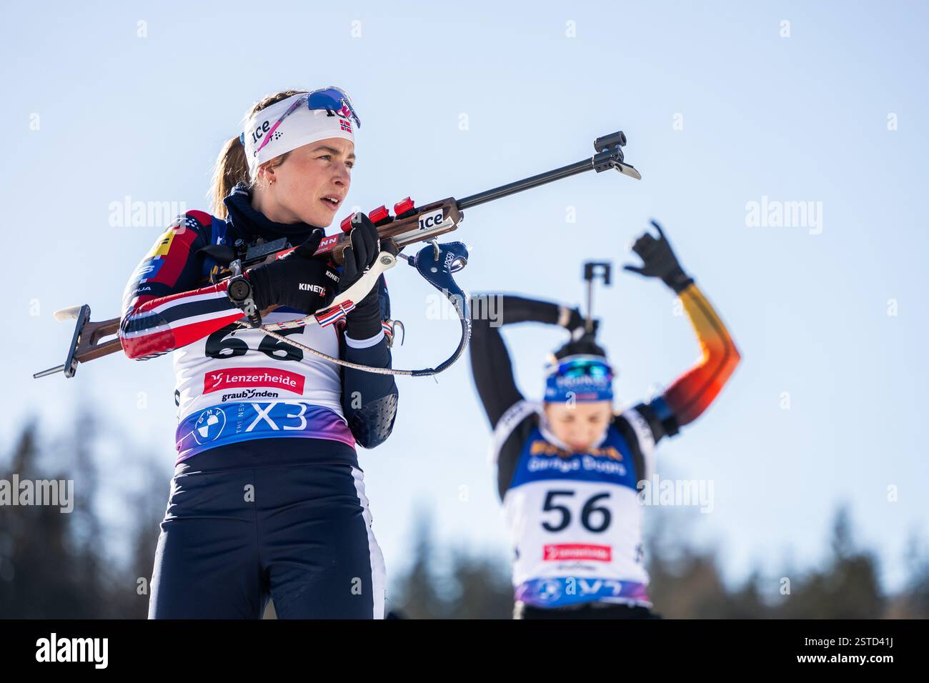 Ida Lien of, Norway. , . during zeroing ahead of women's 15 km ...