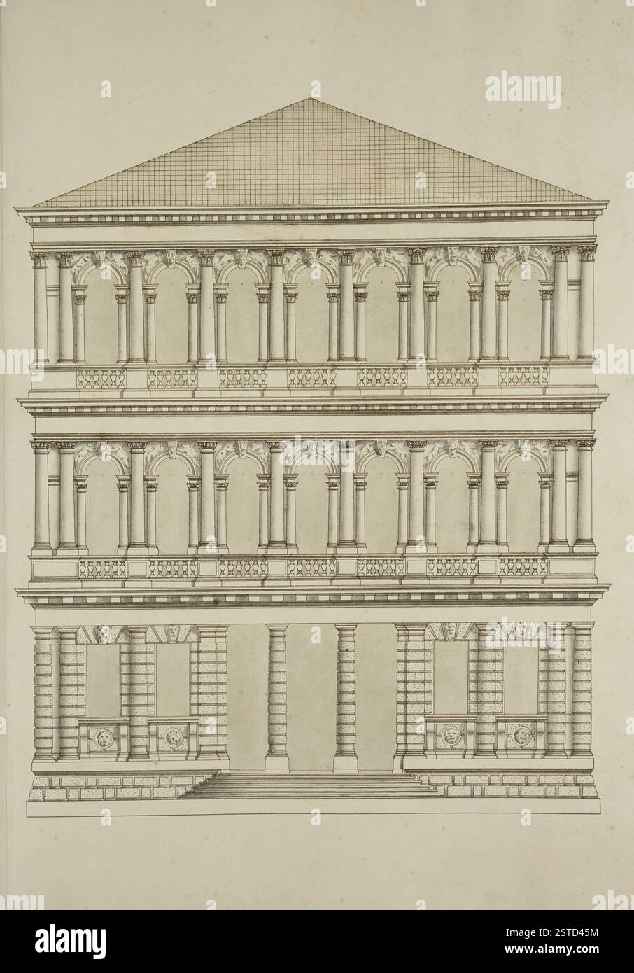 A detailed 18th-century engraving depicting the city of Venice ...