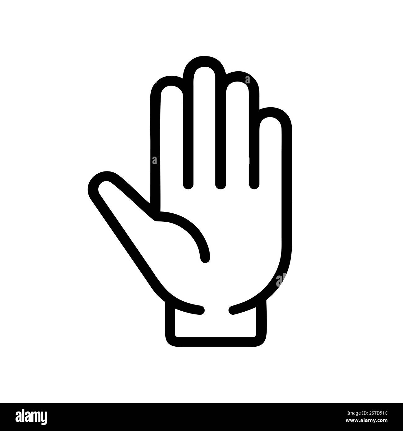 Hand icon. Black and white icon of human hand palm isolated on white ...