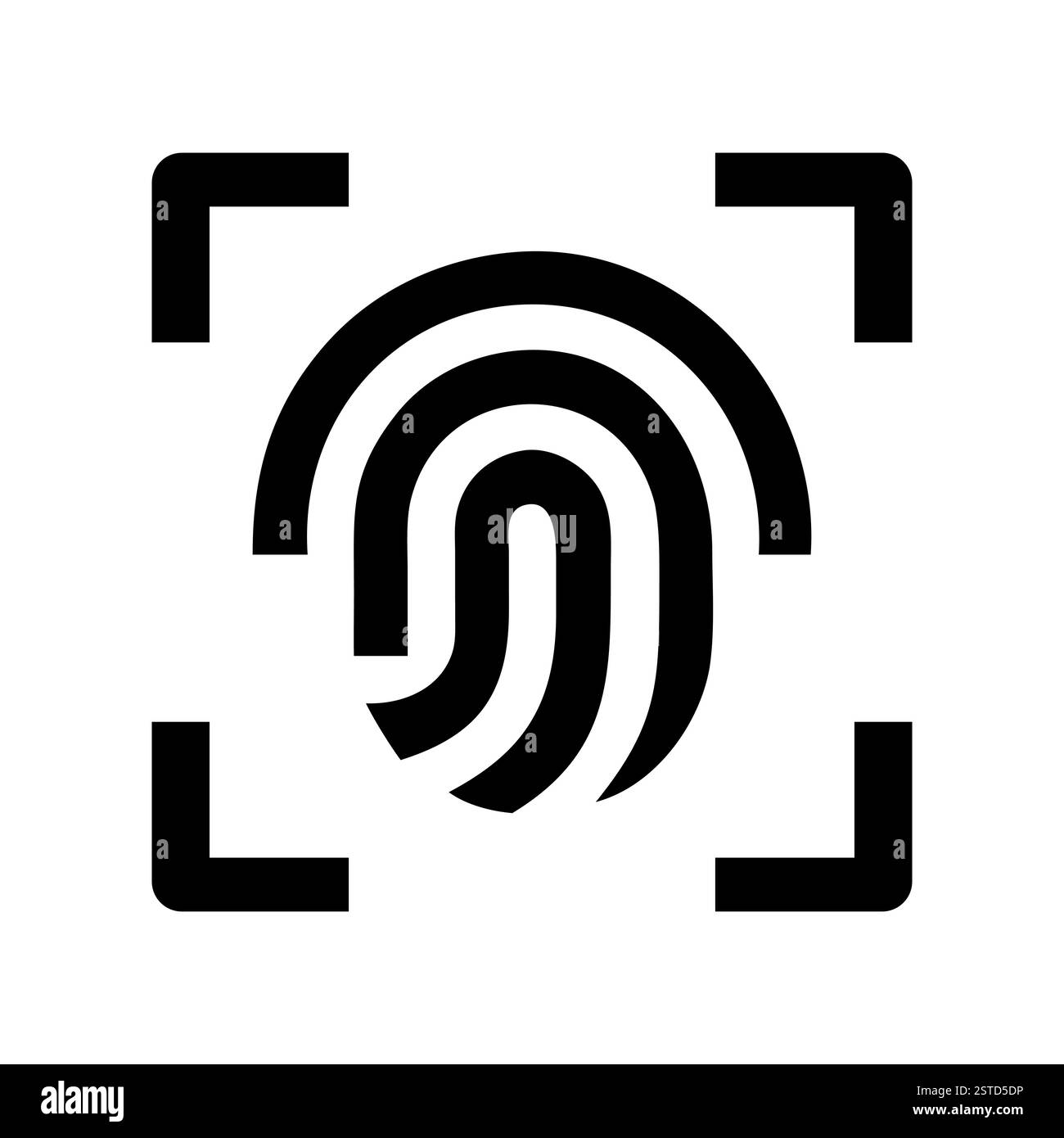 Fingerprint icon. Black and white fingerprint design. Cybersecurity concept. Vector illustration ...