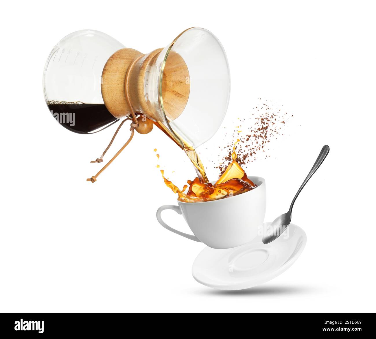 Espresso pouring from flying Cut Out Stock Images & Pictures - Alamy