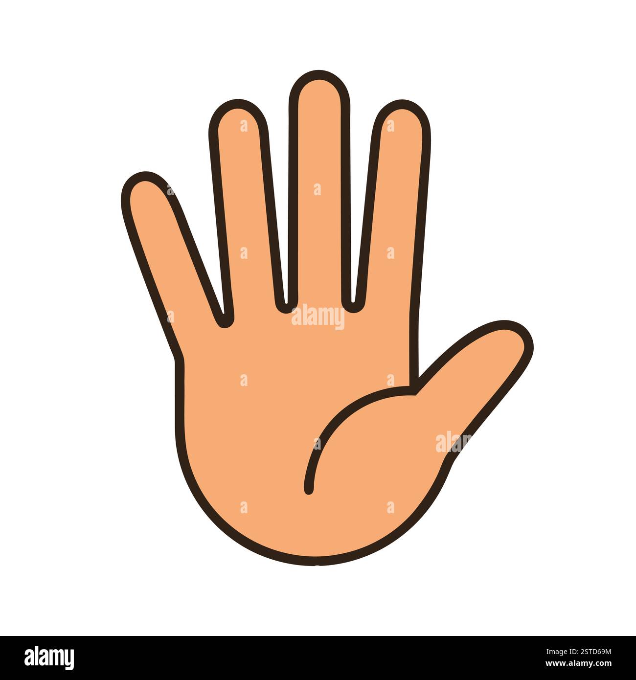 Hand icon. Cartoon icon of open human hand palm isolated on white ...