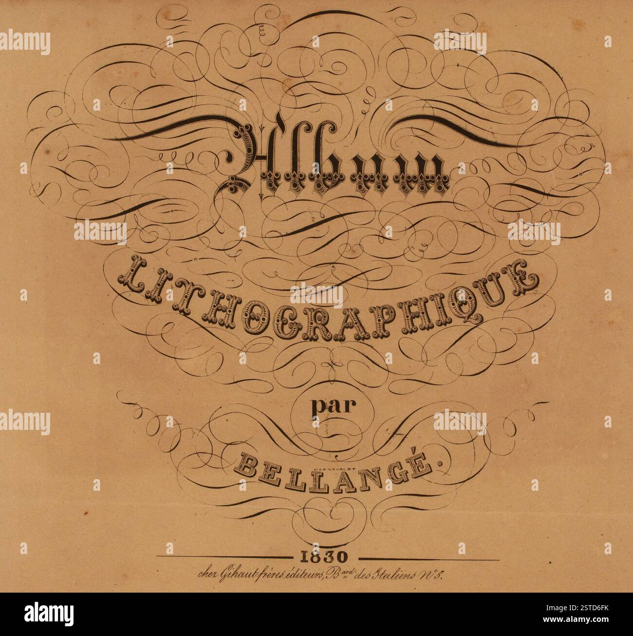 The cover of the 1830 lithographic album features detailed typography ...