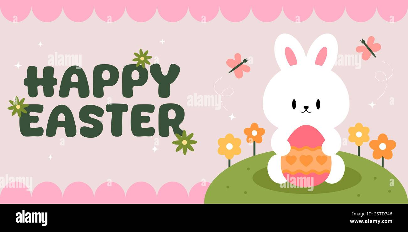 Happy Easter Egg Hunting Poster Panoramic Banner Stock Vector Image ...