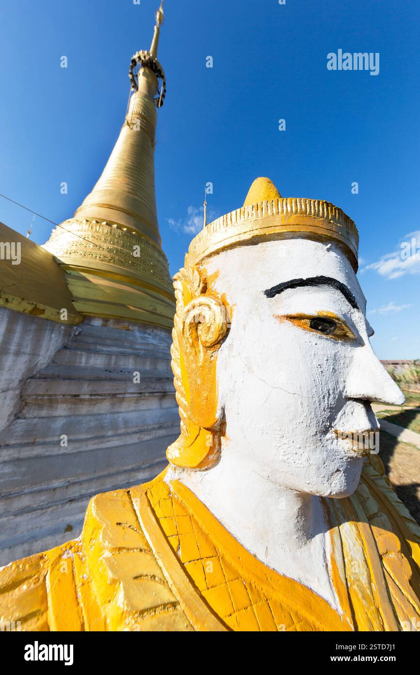 Myanmar, Shwe Indein Pagoda, image of Buddha and Stupa Stock Photo - Alamy