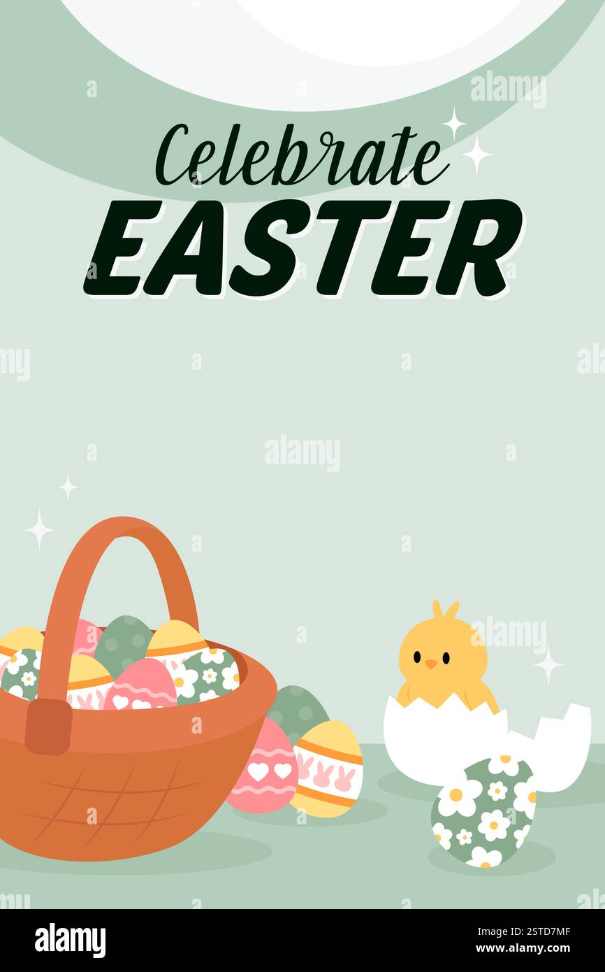 Happy Easter Egg Hunting Poster Vertical Banner Stock Vector Image ...