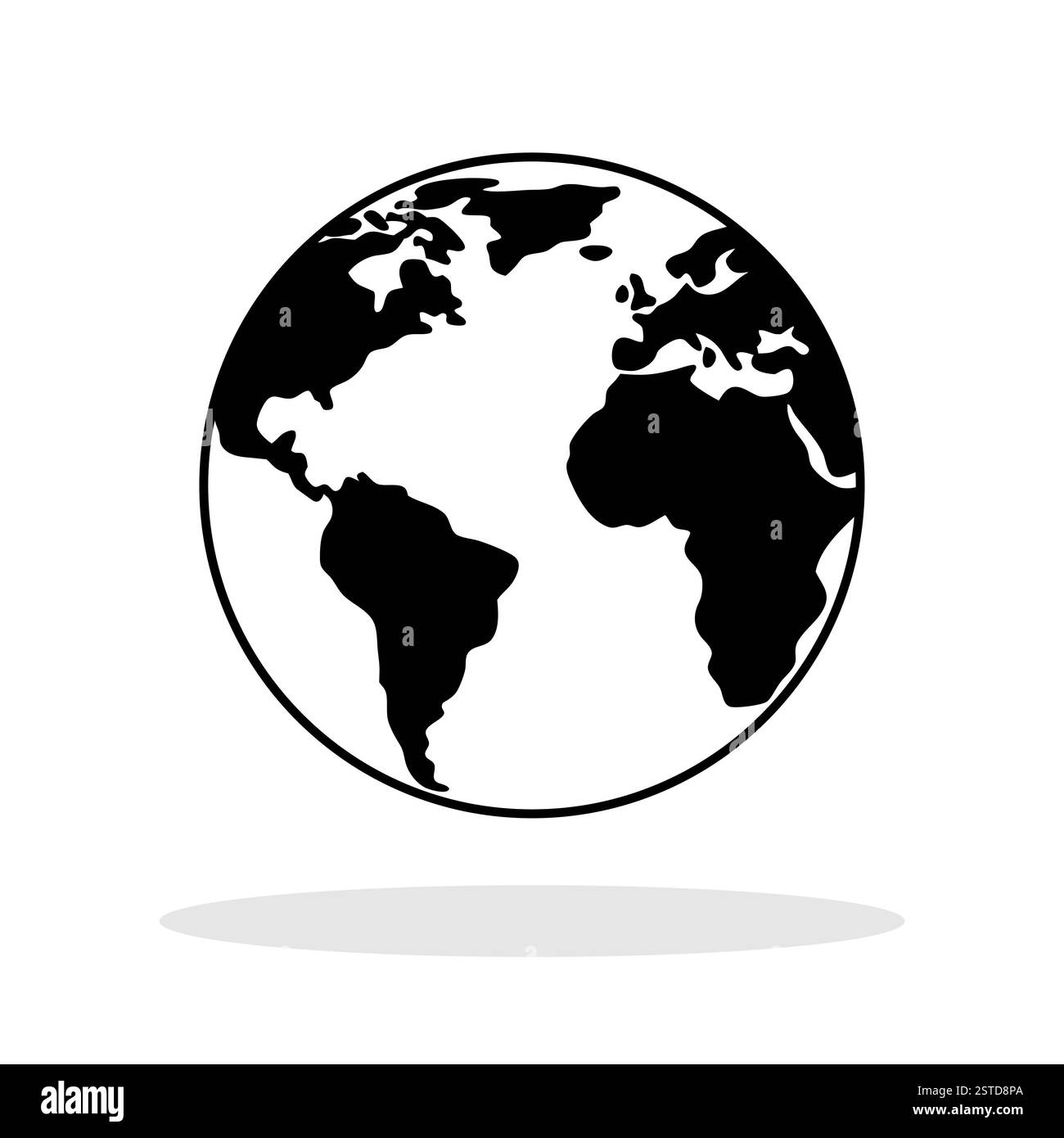 Earth icon. Planet Earth with continents and oceans, isolated on white ...