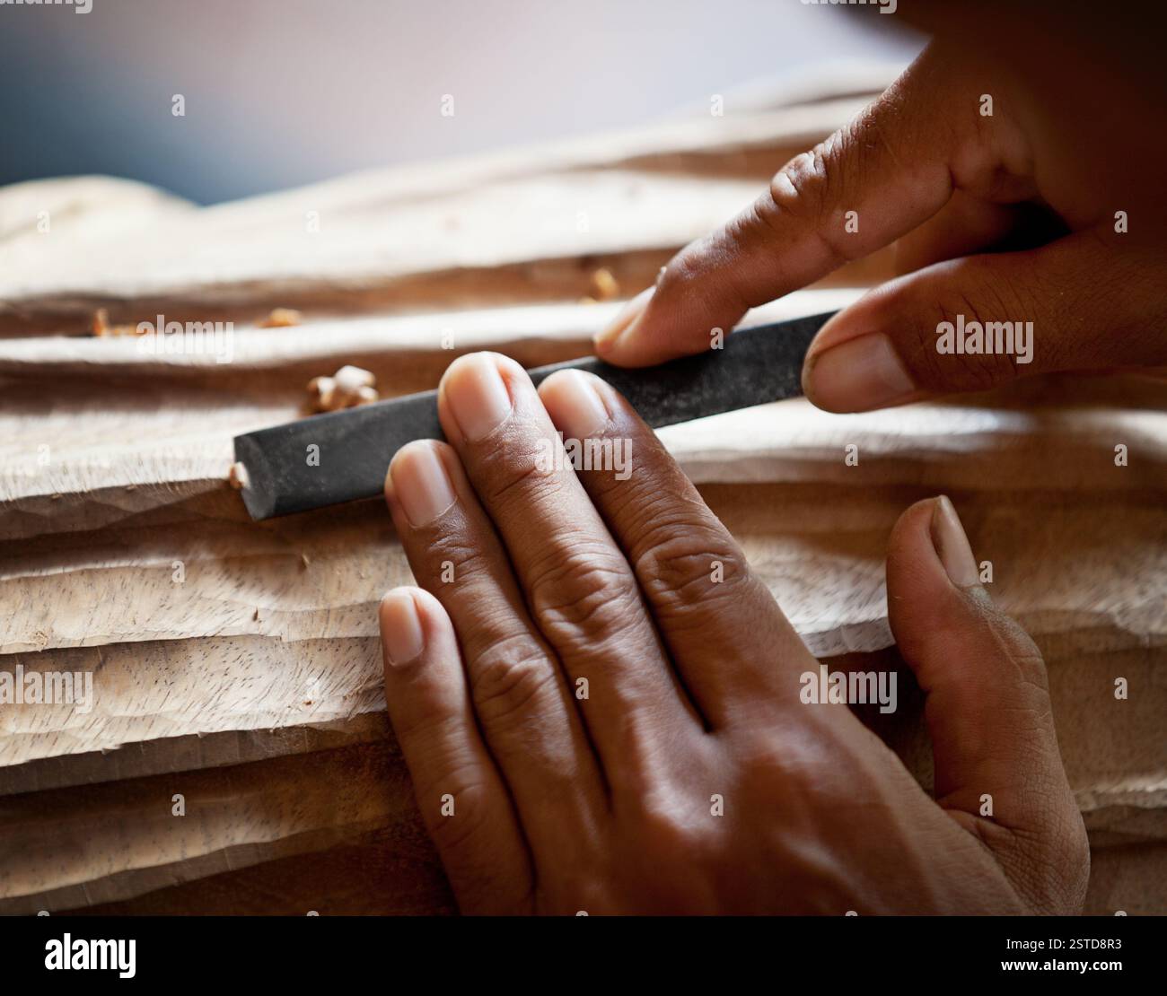 Wood carving close up hands hi-res stock photography and images - Alamy