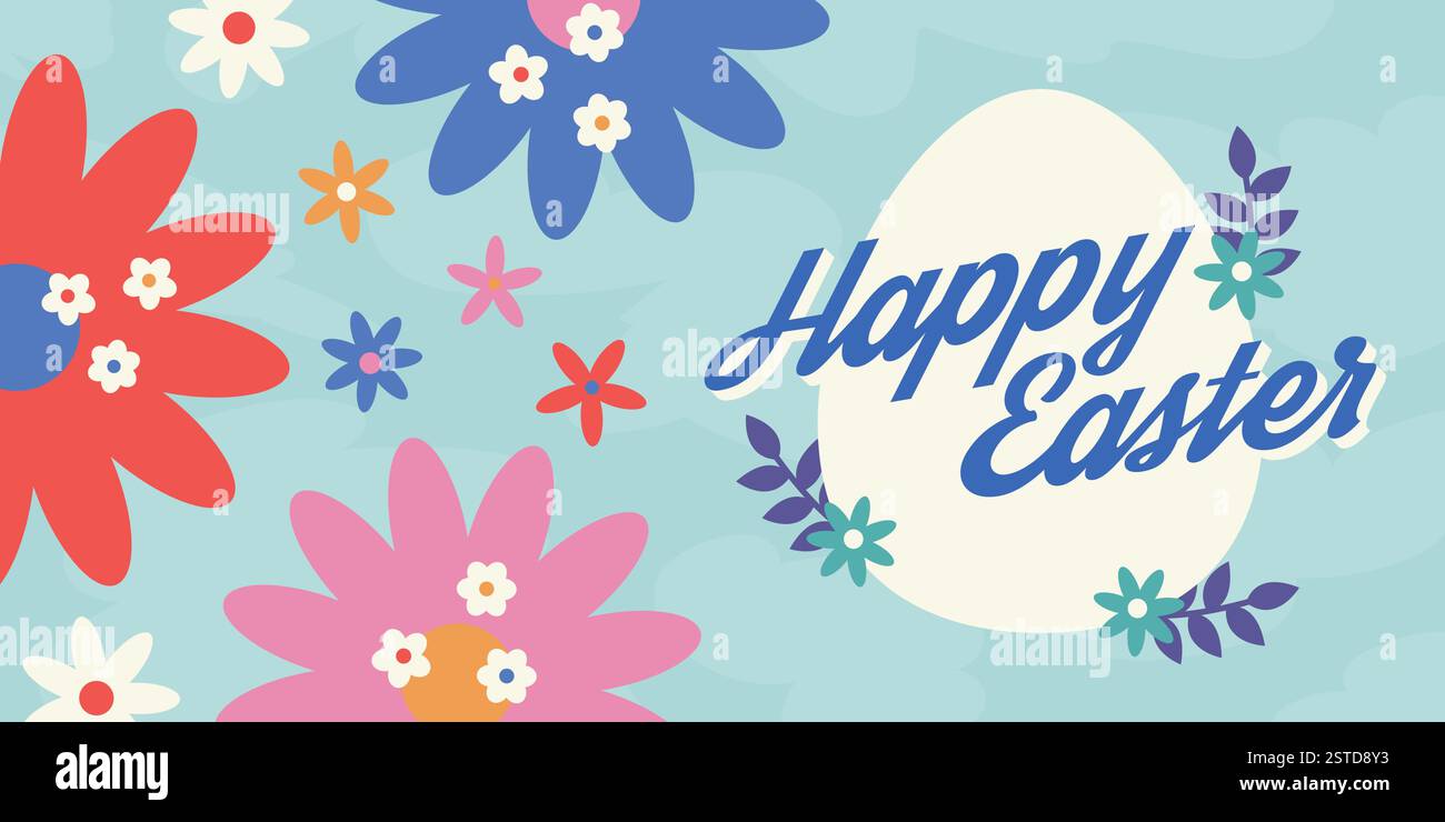 Happy Easter Egg Hunting Poster Panoramic Banner Stock Vector Image ...