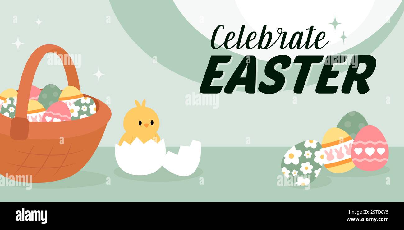 Happy Easter Egg Hunting Poster Panoramic Banner Stock Vector Image ...