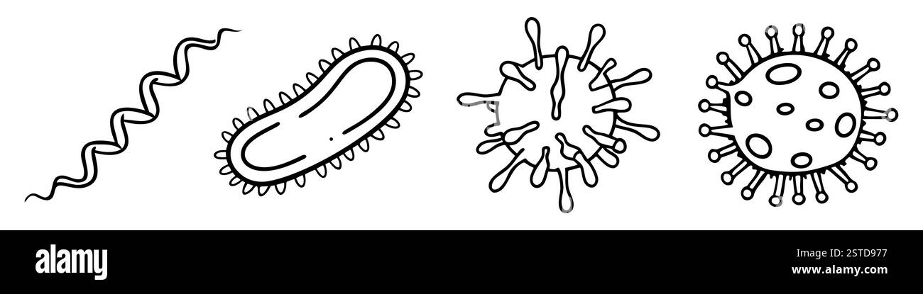 Microbe icon. Set of black germ or microbial icons. Good for ...