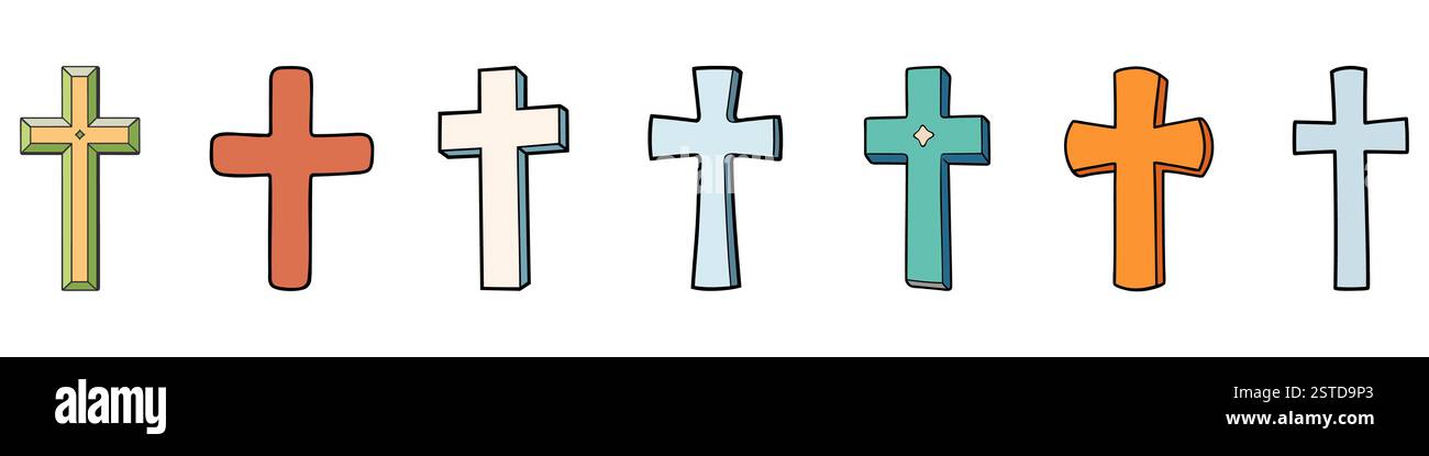 Christian cross icon. Collection of various christian crosses isolated. Church symbol Stock ...