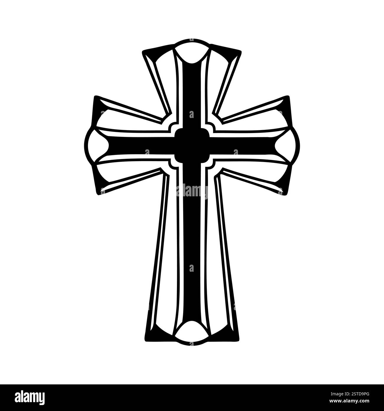 Christian cross icon. Black Christian cross isolated on white ...