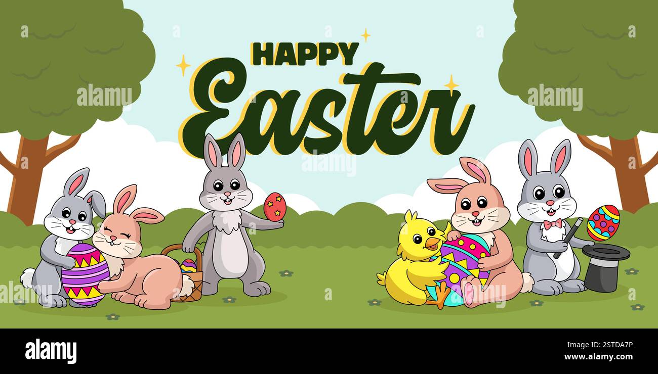 Happy Easter Poster Panoramic Banner Stock Vector Image & Art - Alamy