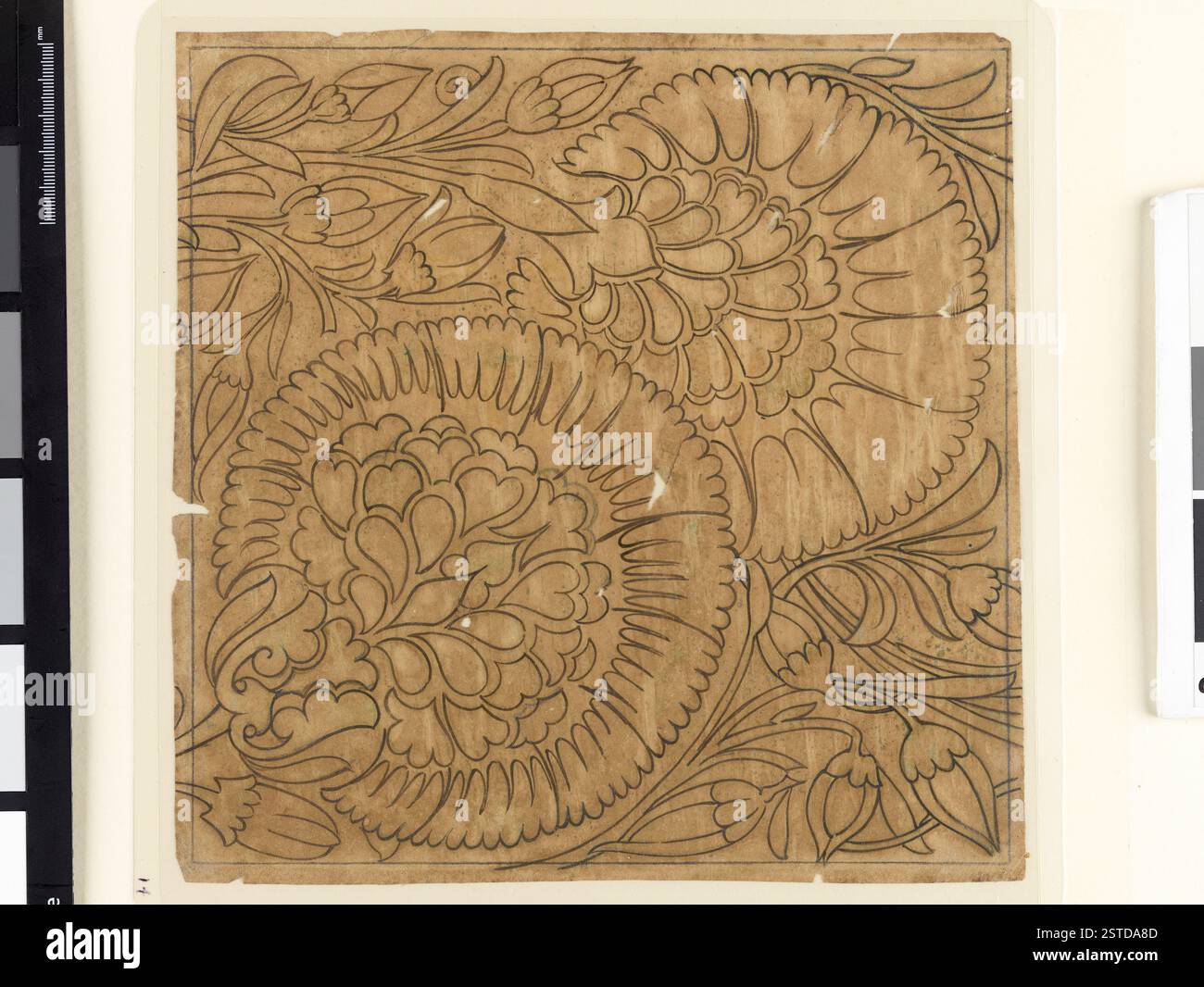 Tile Design - Two Exotic Flowers, Pen and brush on tracing paper ...
