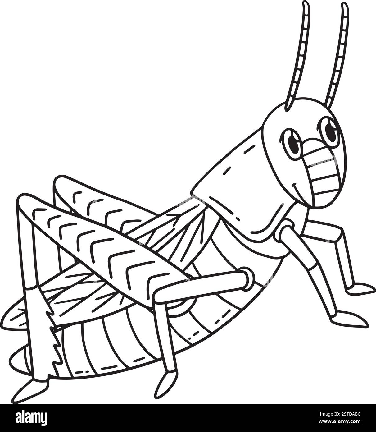 Insect Grasshopper Animal Isolated Coloring Page Stock Vector Image ...