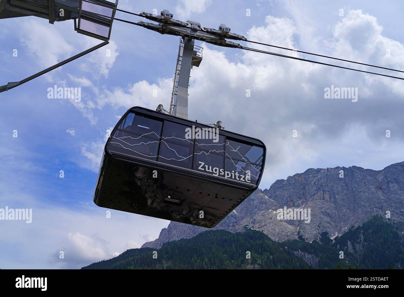 EIBSEE, GERMANY -6 JUN 2024- Summer view of the Zugspitze cable car ...