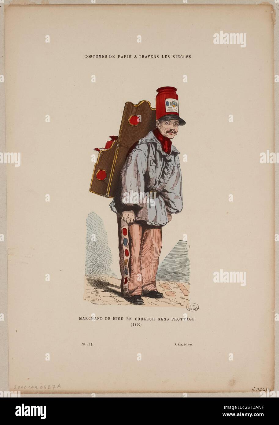 A color merchant is shown performing a small task related to the trade ...