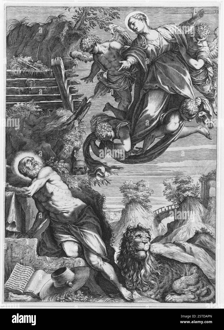 A religious engraving created in 1588, illustrating the Virgin Mary ...