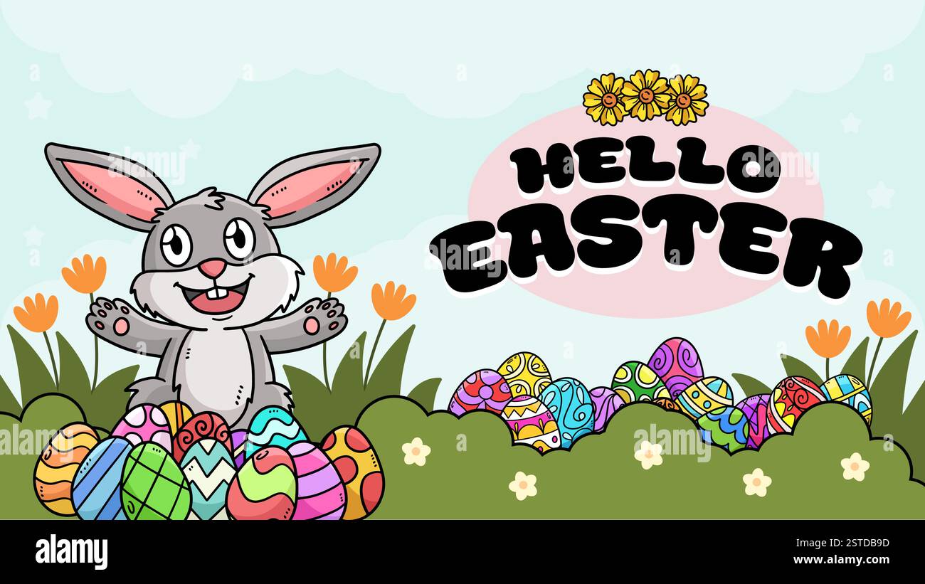 Happy Easter Egg Hunting Poster Panoramic Banner Stock Vector Image ...