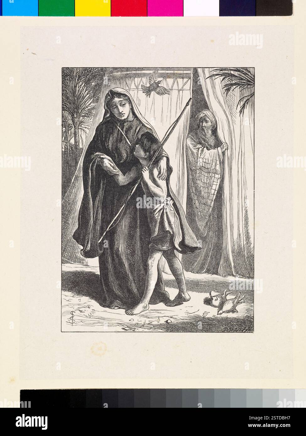 Wood engraving from 1862-1881 illustrating 'Hagar and Ishmael' from ...