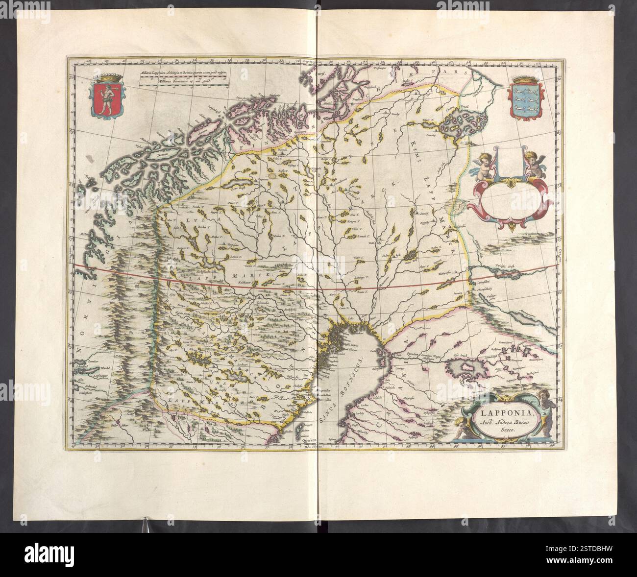 A hand-colored map from the second volume of Joan Blaeu's 'Geographie,' part of the BL King’s ...