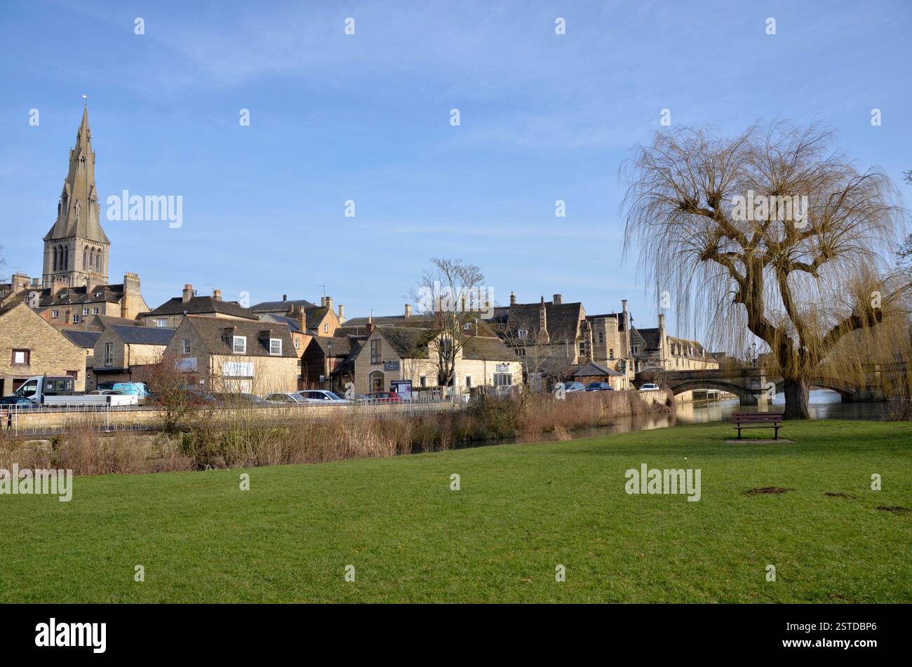 The town of Stamford, Lincolnshire, and the River Welland from the Town ...
