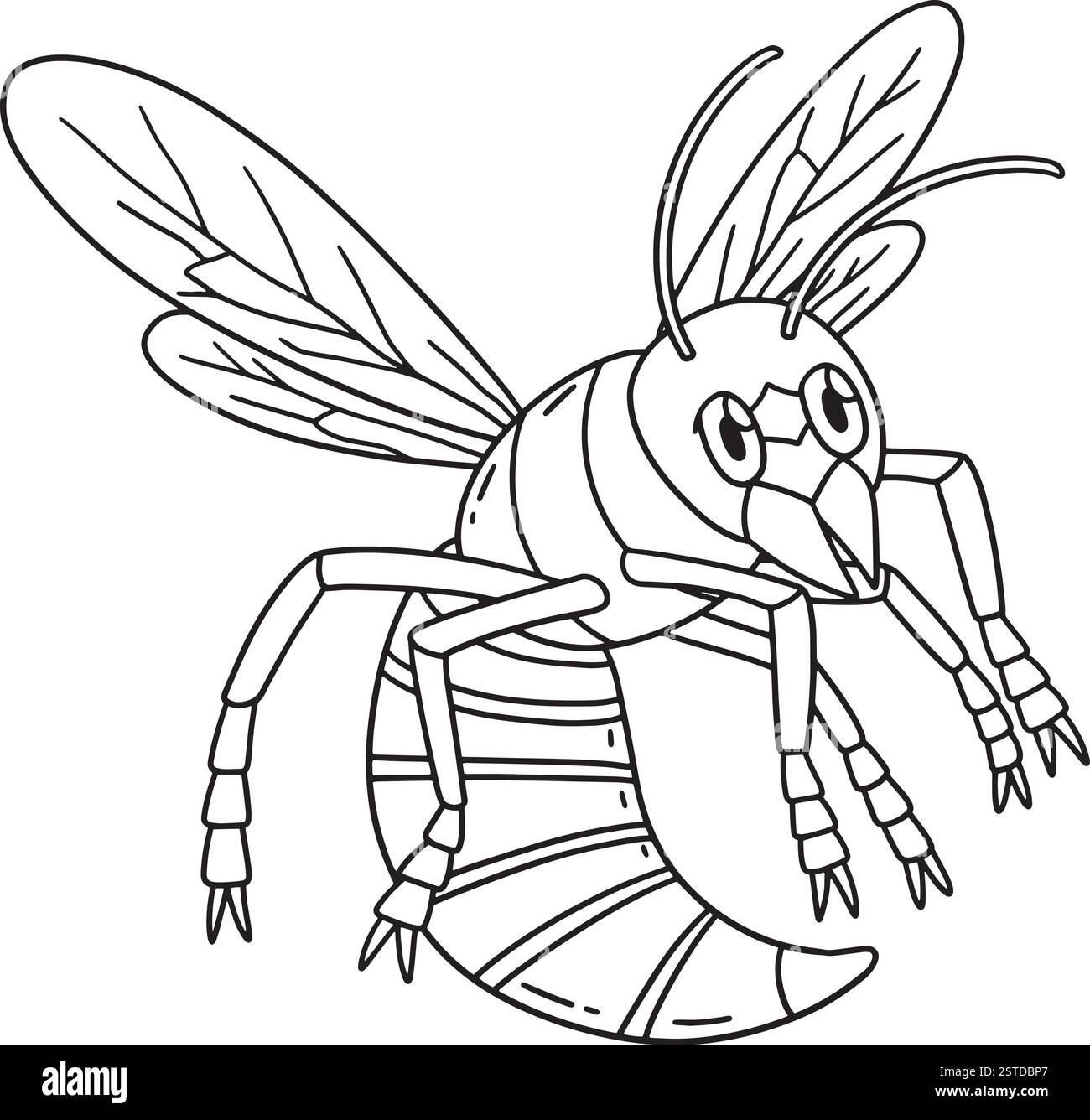 Insect Wasp Animal Isolated Coloring Page for Kids Stock Vector Image ...