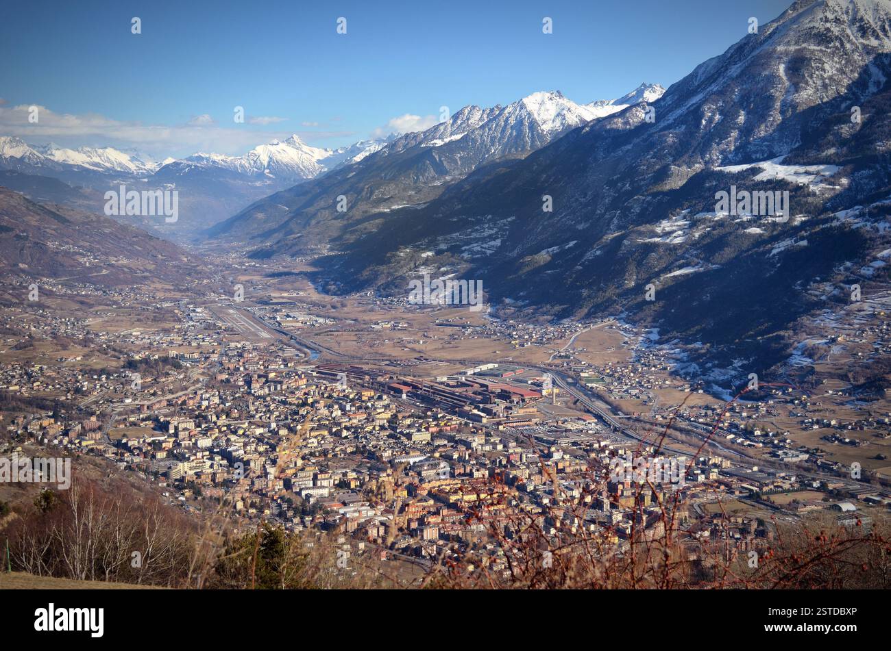 View of city of Aosta, Italy, and its valley Stock Photo - Alamy