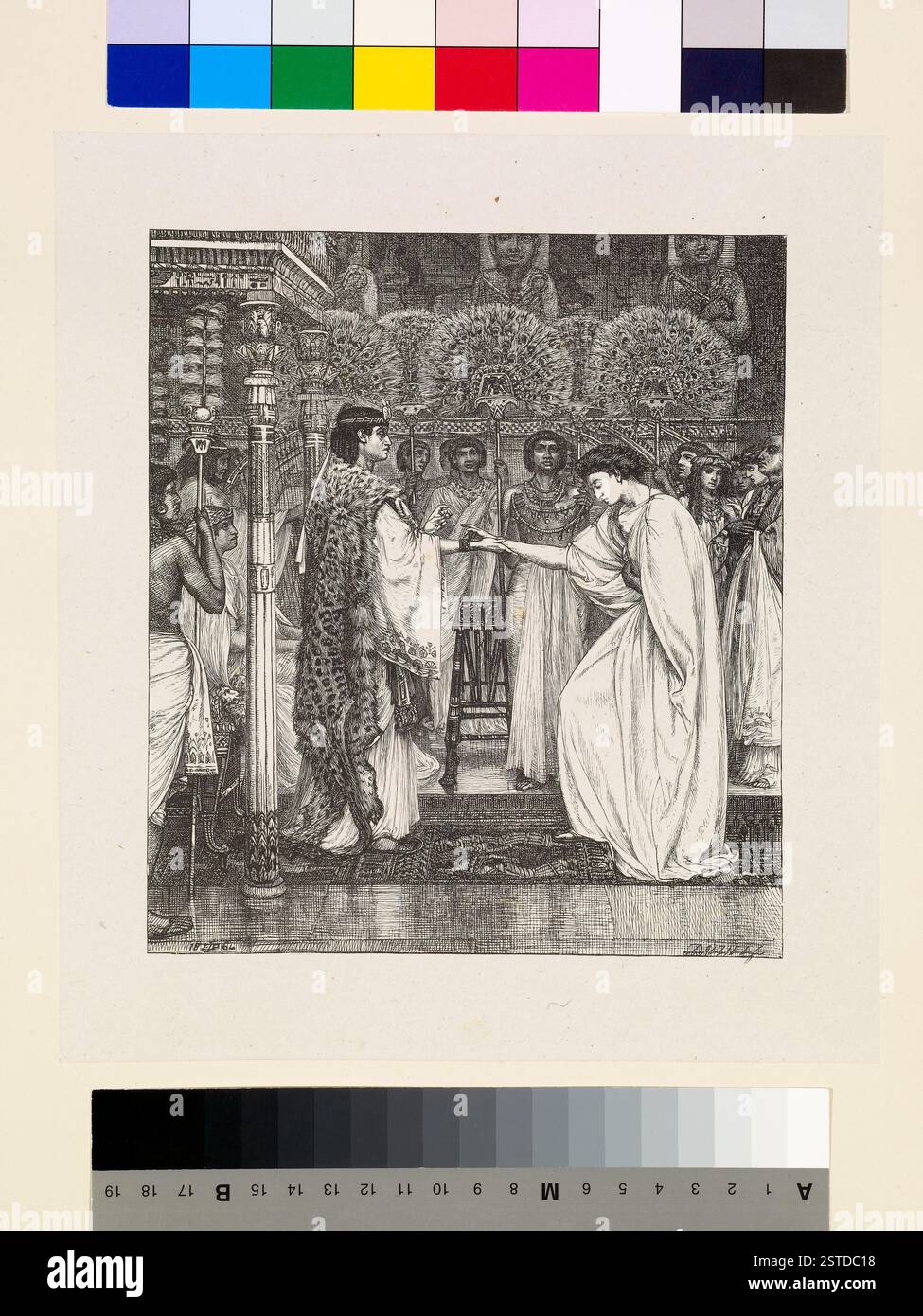 Wood engraving from 1881 illustrating 'Pharaoh honours Joseph' from ...