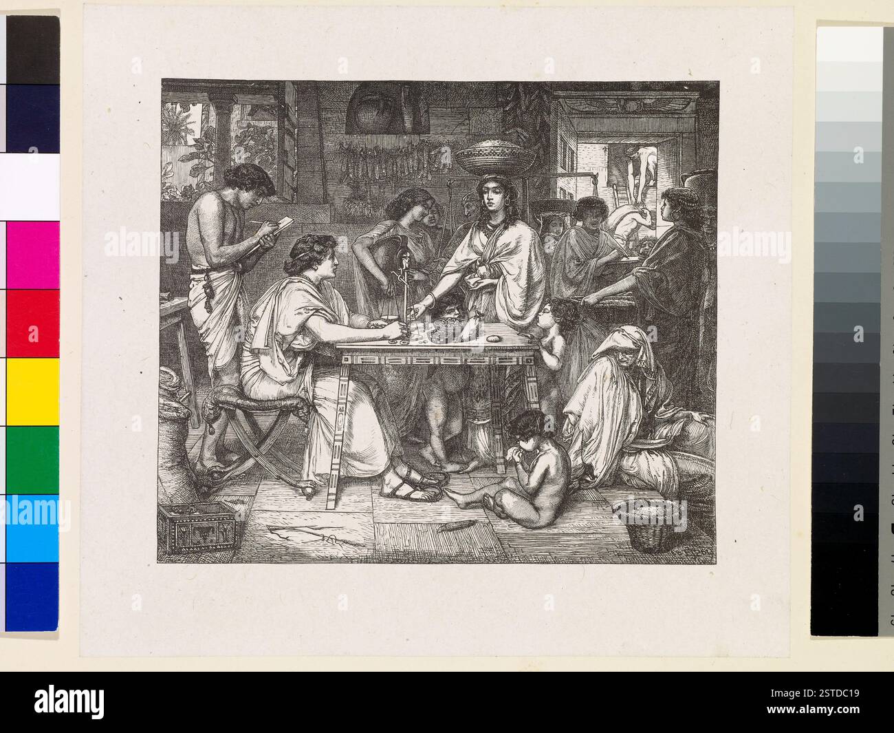 Wood engraving from 1881 illustrating 'Joseph distributes corn' from ...