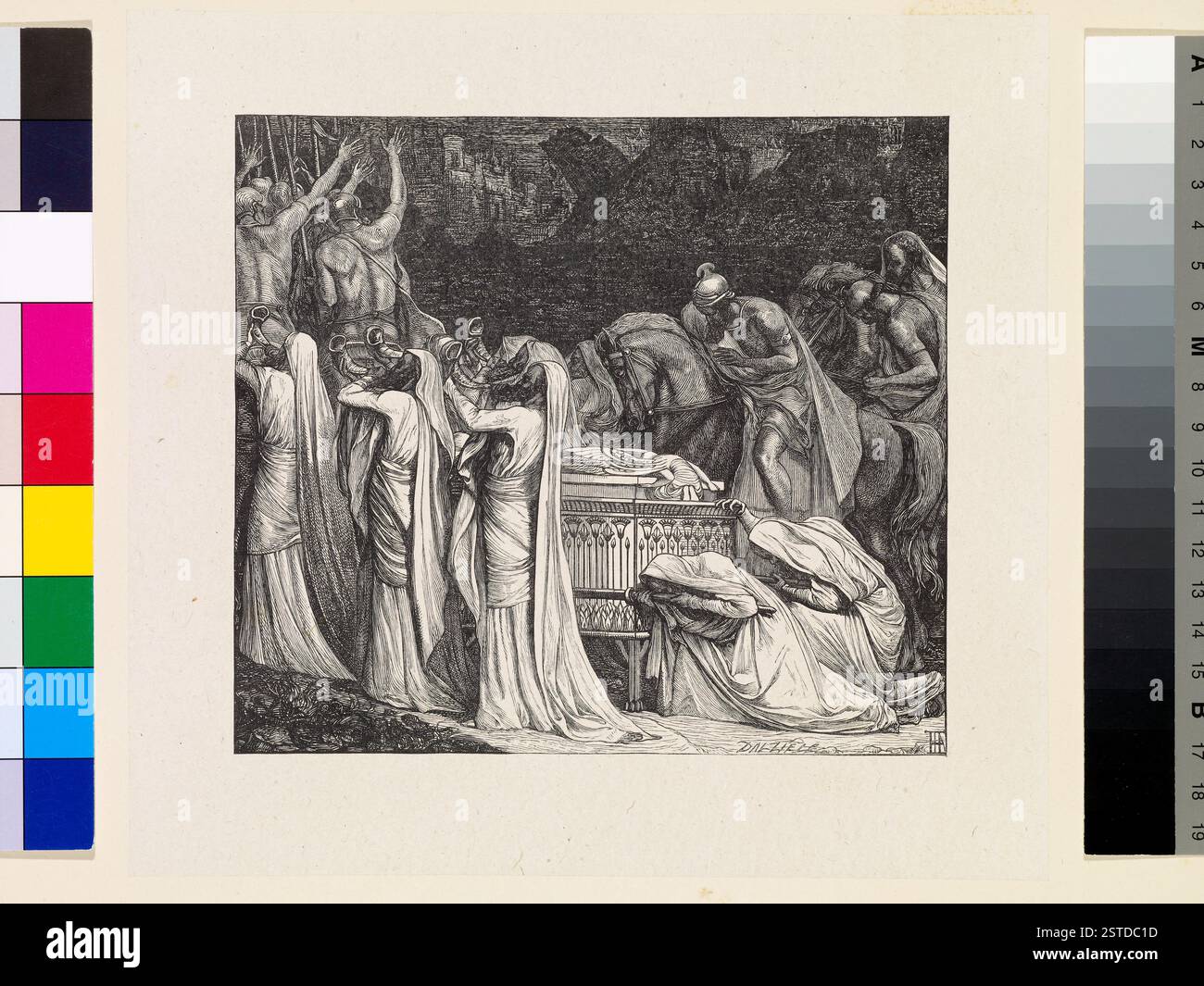 Wood engraving from 1881 illustrating 'The Fall of the Walls of Jericho ...