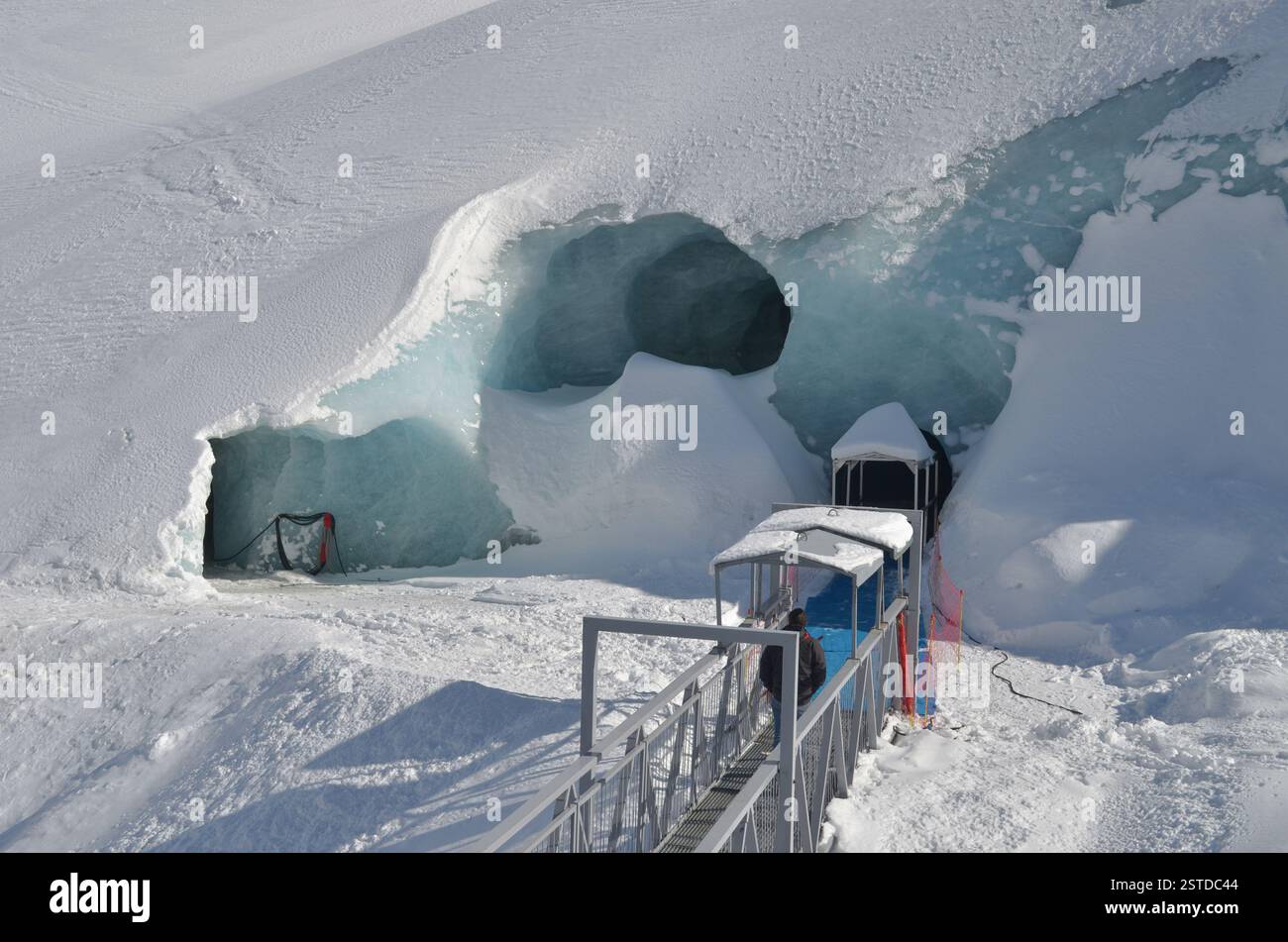 Entrance to ice cave under glacier in Chamonix Stock Photo - Alamy
