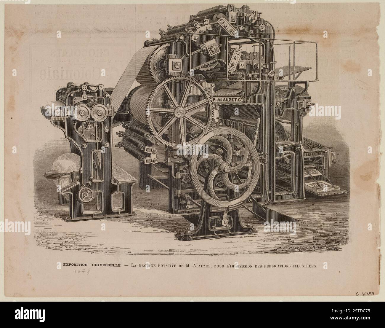 A drawing illustrating the rotary printing machine designed by Mr ...