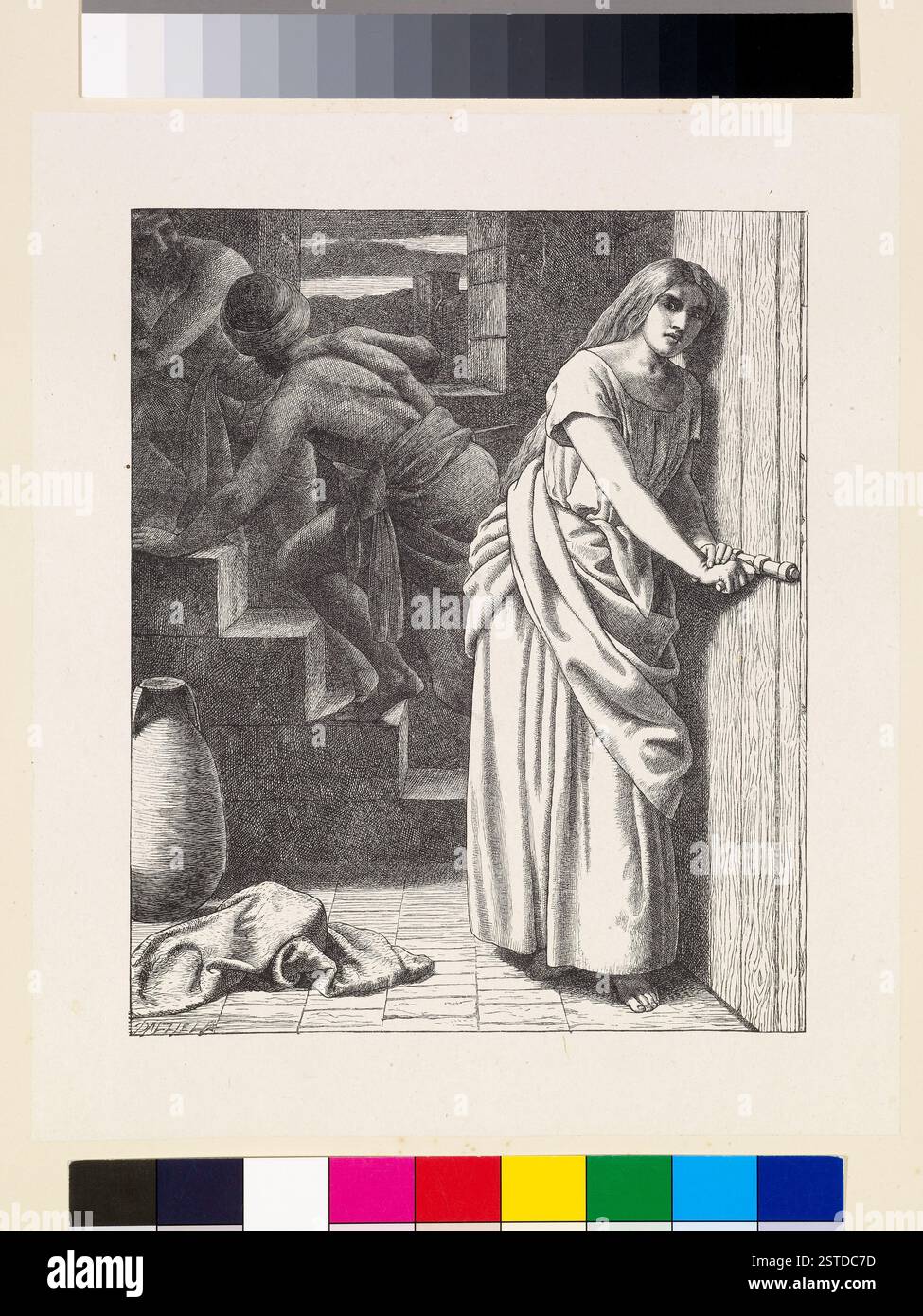 Wood engraving from 1881 illustrating 'Rahab and the Spies' from ...